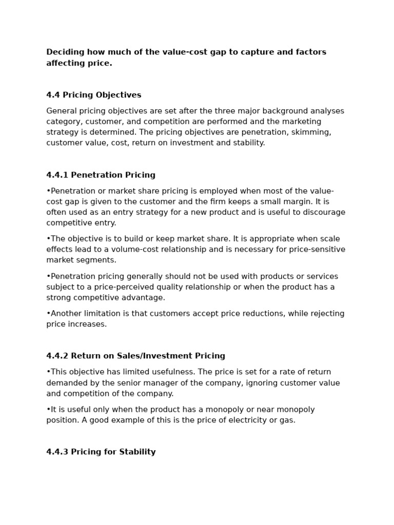 Pricing Strategies and Objectives Explained | PDF | Pricing | Prices