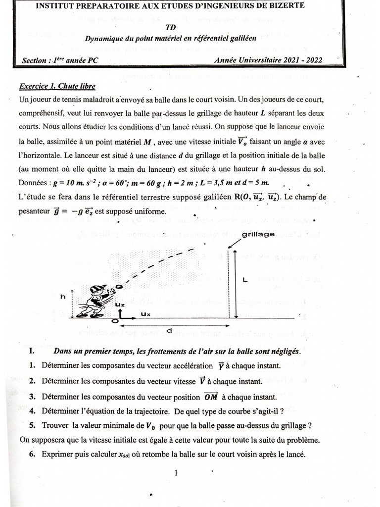 Série 3 Dynamique Du Point Matériel en Ref Gal | PDF