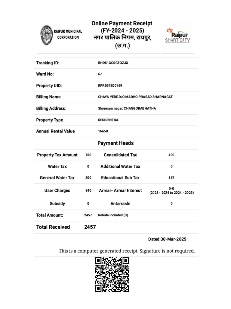 Tax Payment Receipt | PDF