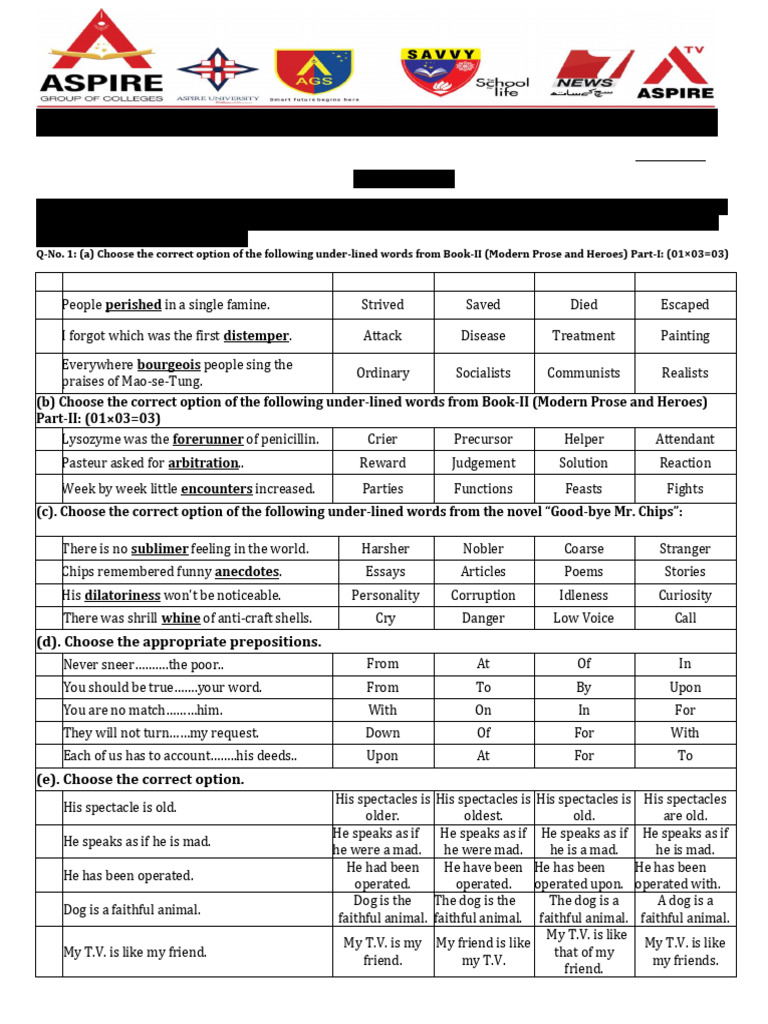 English II Pre Board | PDF