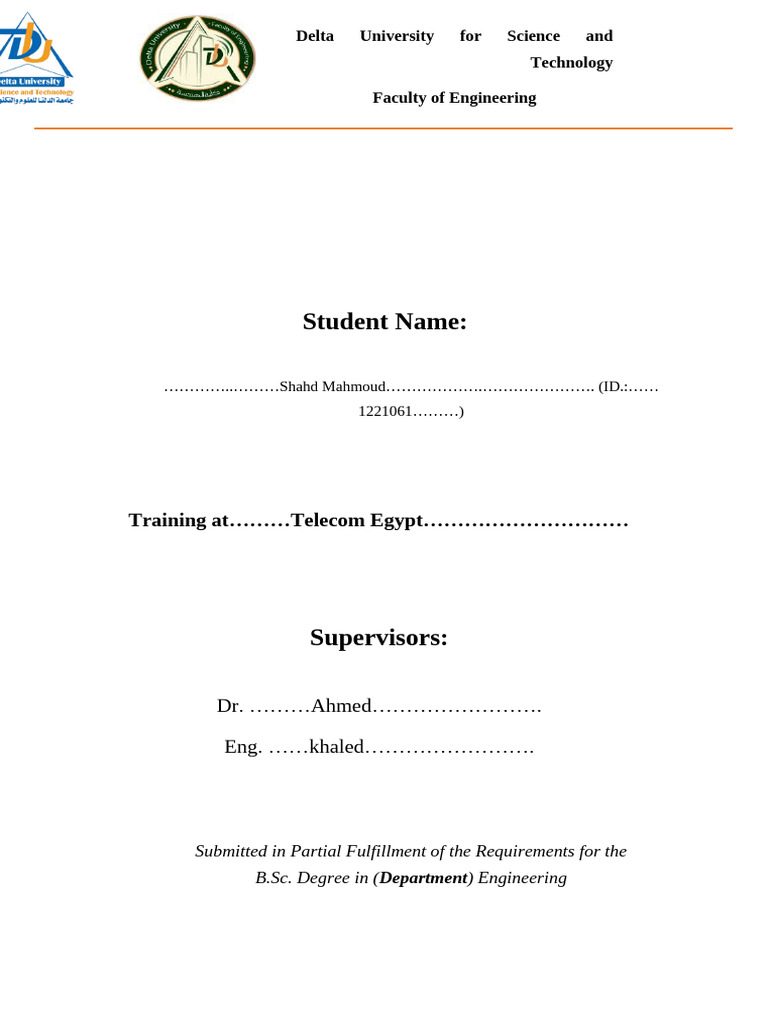 Field Training Report Template (1) .Docx Shahd | PDF | Computer Network ...