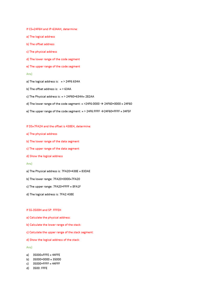 Address Calculation in Segmented Memory | PDF