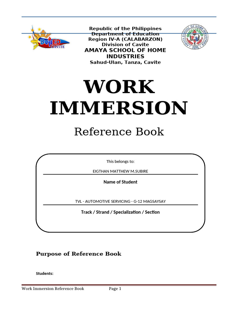 Ashi Work Immersion Portfolio 2025 2 | PDF