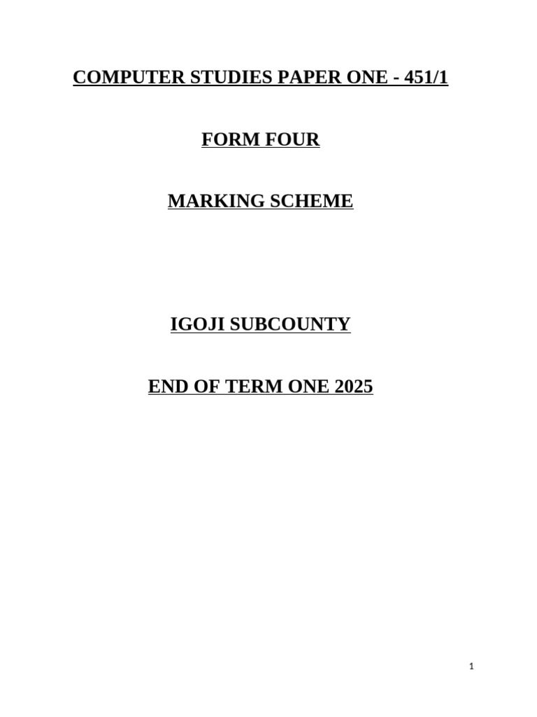 Form Four Computer Studies Pp1 Ms | PDF | Control Flow | Computing