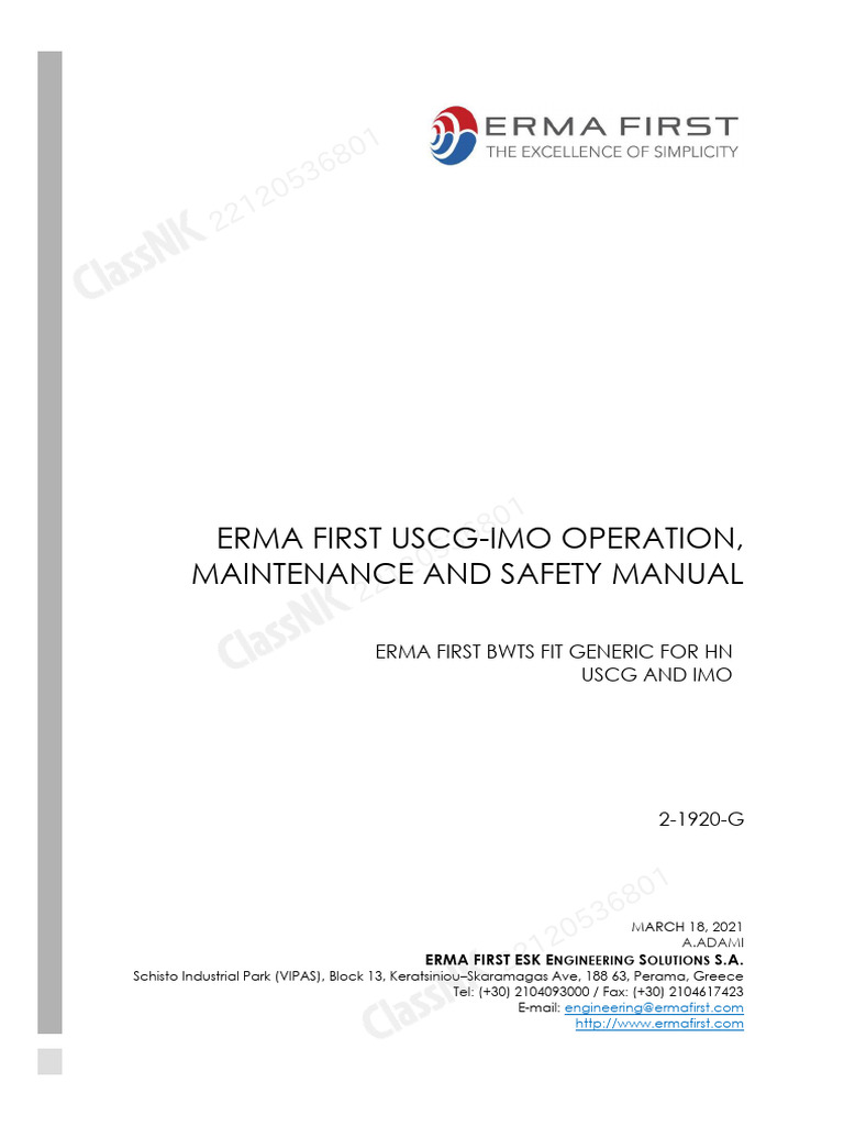 Nk001!2!1920-G-10 Erma First Uscg-Imo Operation, Maintenance and Safety ...