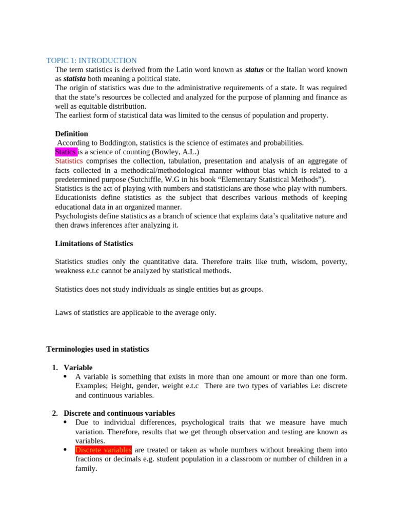 Epy410 Statistics Lesson 1 | PDF | Statistics | Confidence Interval