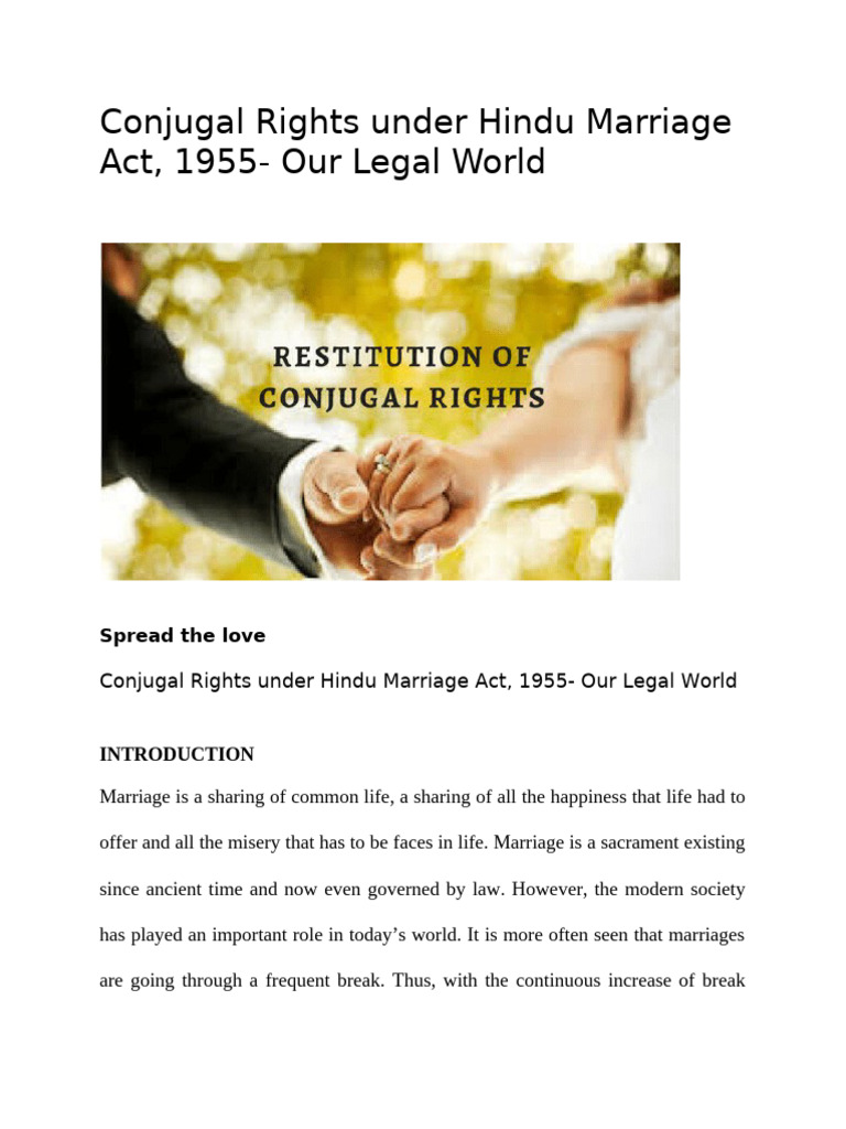 Restitution of Conjugal Rights in Hindu Law | PDF | Marriage | Husband