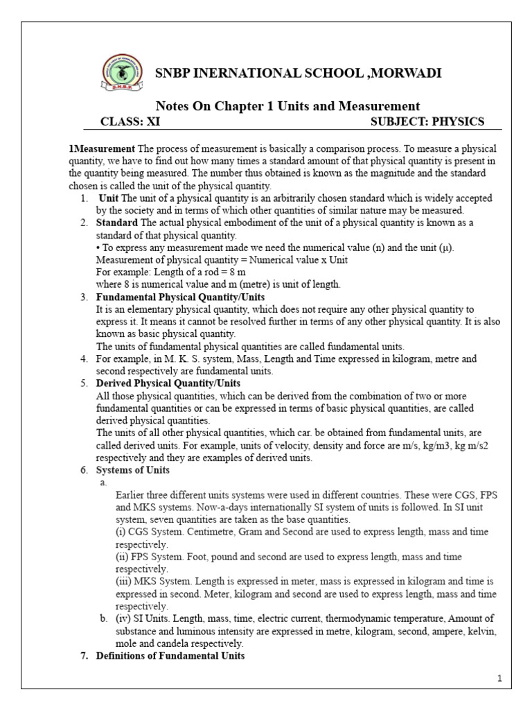 Units and Measurements - 272025234719 | PDF | Observational Error ...