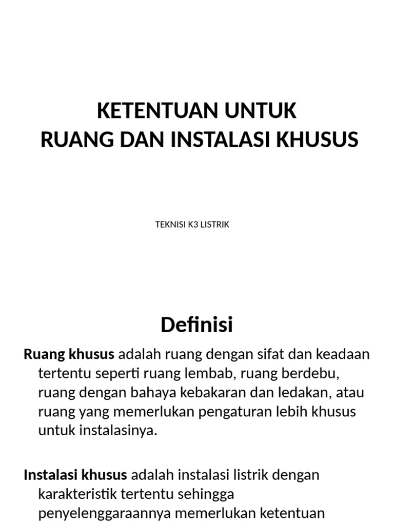 Ketentuan Ruang Kerja Listrik K3 | PDF