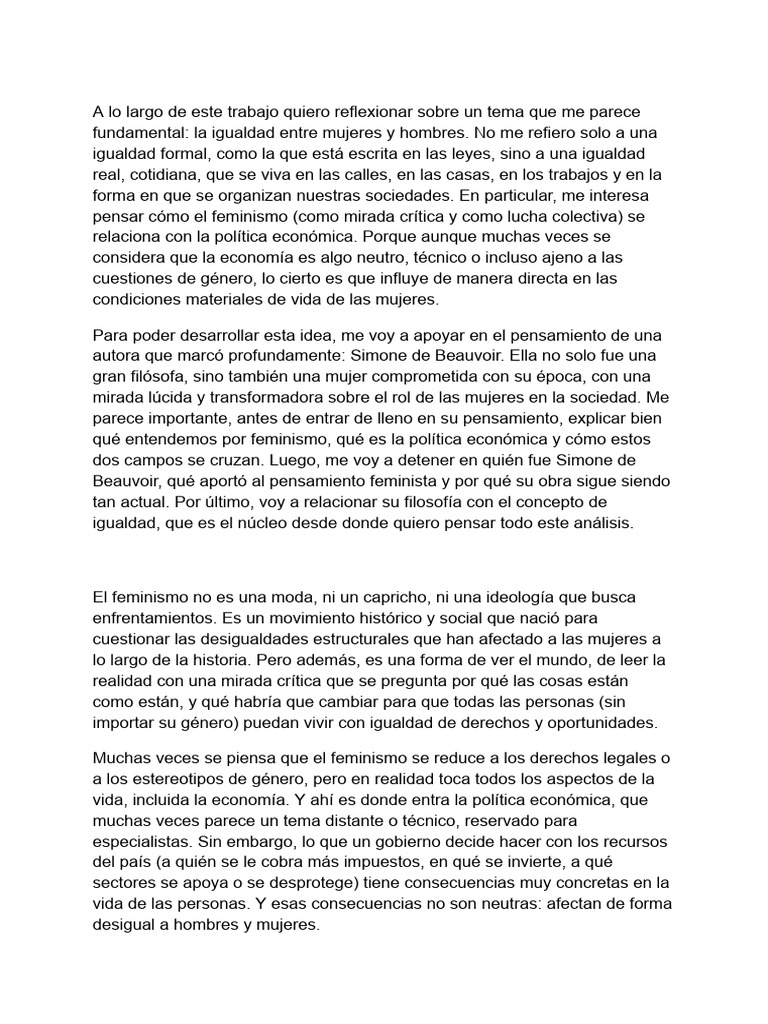 Feminismo y Política Económica - Simone de Beauvoir (Irene Fernandes ...