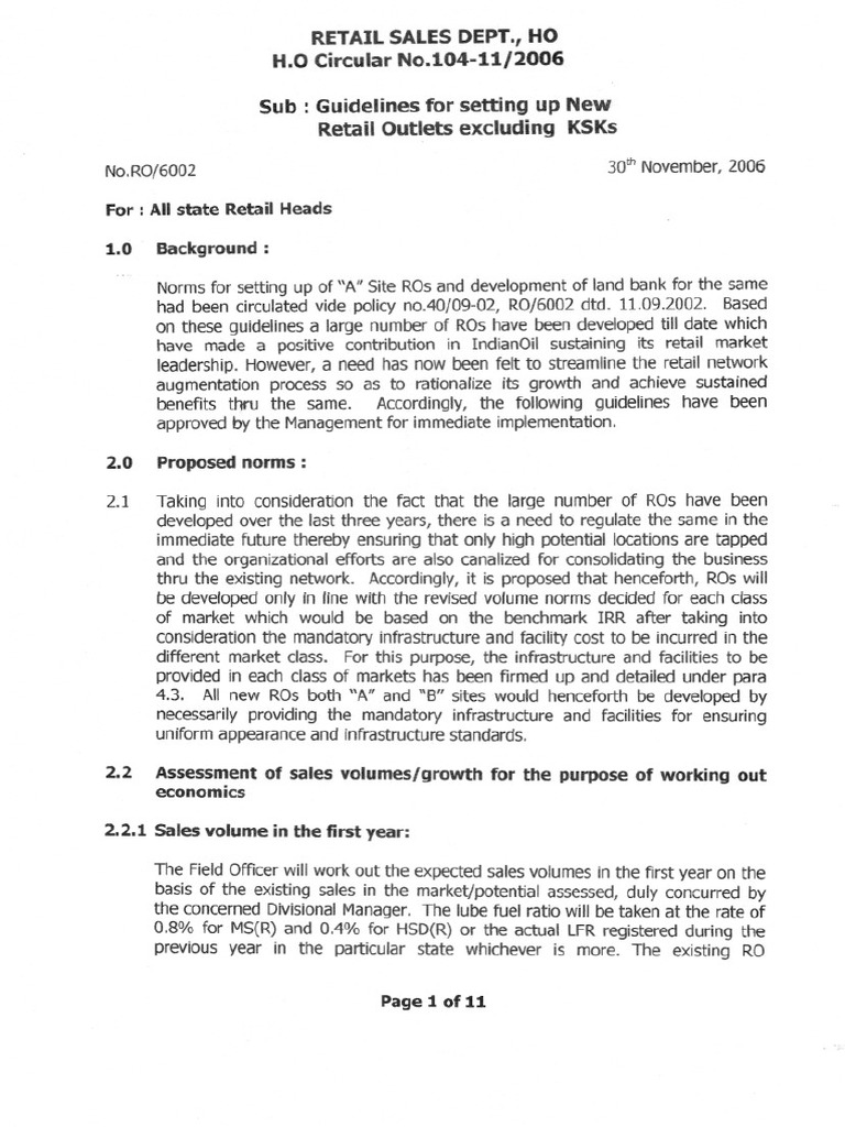 104 - Guidelines For Selection of New Ros Excl. Ksks - 30.11.06 | PDF