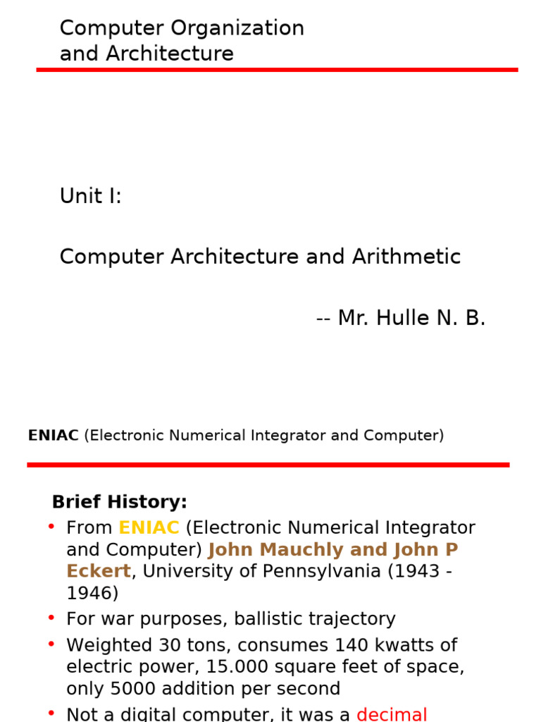 Hulle COA Unit I (Autosaved) | PDF | Computer Data Storage | Central Processing Unit