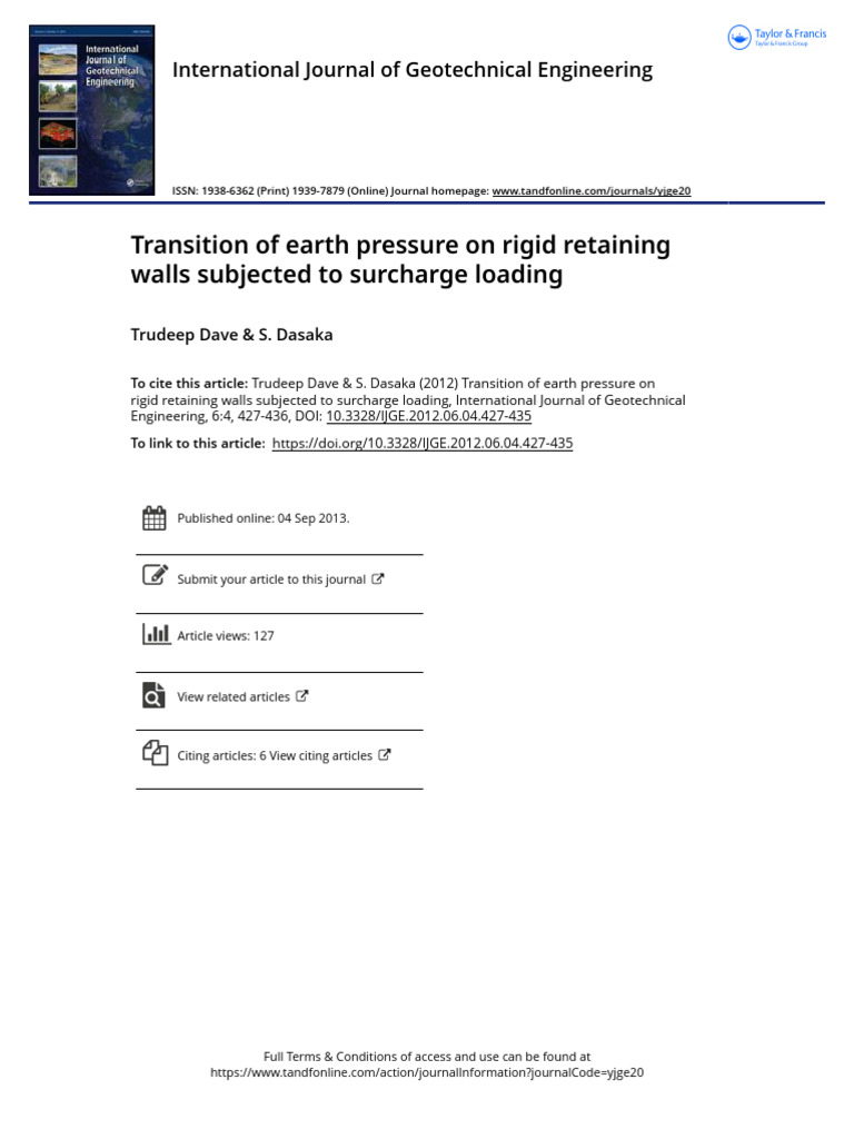2012 - Dave and Dasaka - Transition of Earth Pressure On Rigid ...
