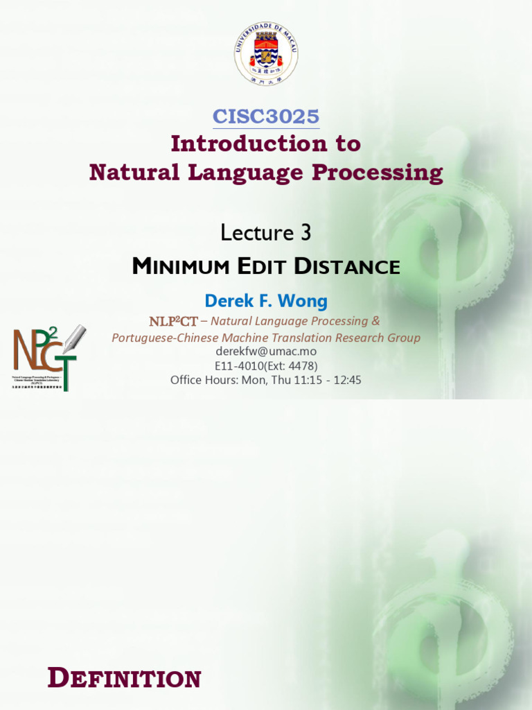 Lecture 3 (Minimum Edit Distance) | PDF | Computing | Algorithms And Data Structures