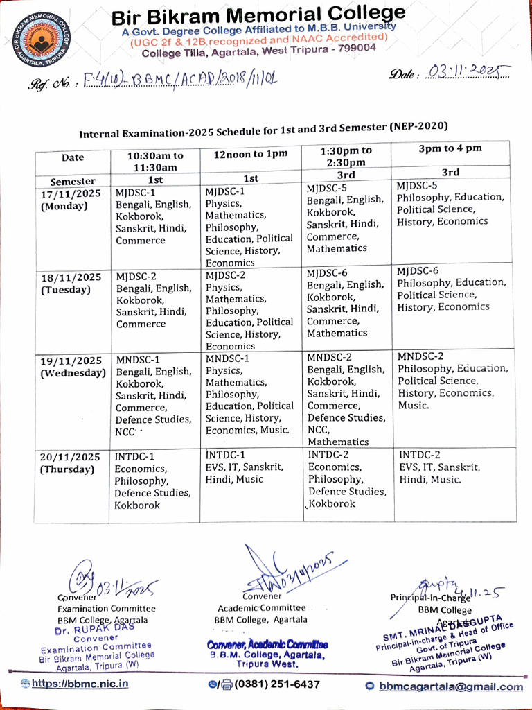 Internal Exam Schedule for BBM College | PDF | Languages | Foreign ...