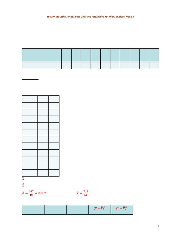 HI6007 Week 3 Interactive Tutorial Solutions | PDF | Standard Deviation ...