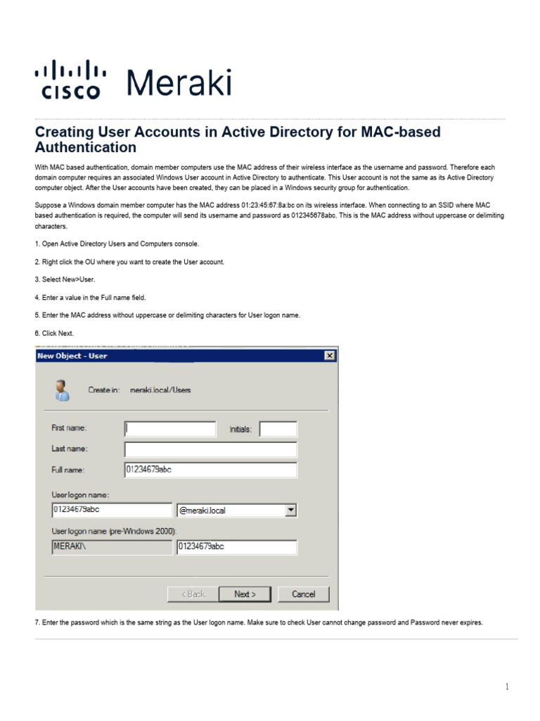 Creating User Accounts in Active Directory For MAC-based Authentication ...