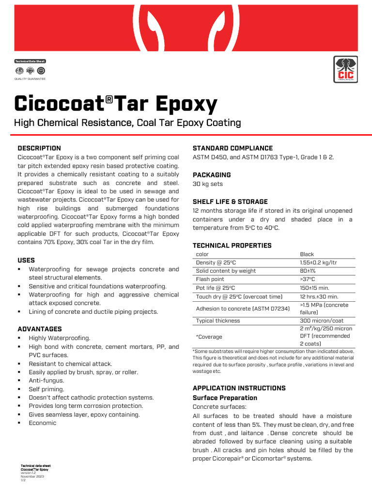 Cicocoat Tar Epoxy | PDF | Epoxy | Concrete