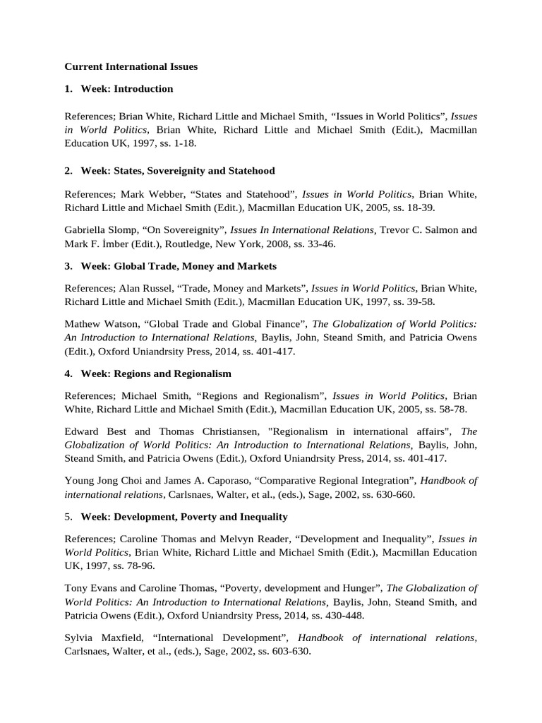 Current International Issues | PDF | Global Politics | International Relations