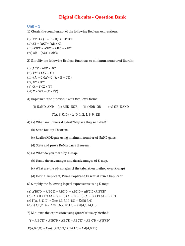 Digital Logic Questions | PDF