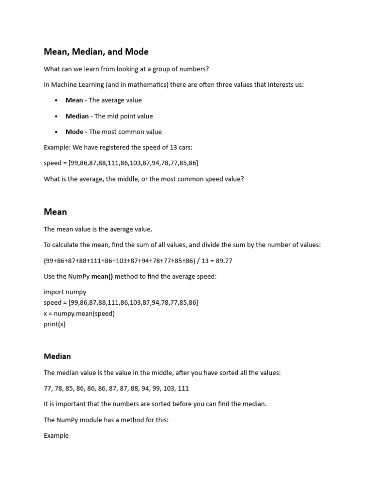 Mean, Median, and Mode Are Measures of Central Tendency | PDF | Mean ...