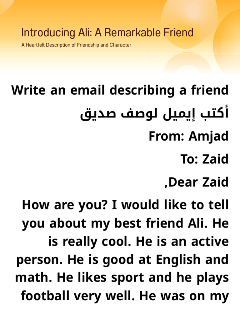 Email Describing A Friend | PDF