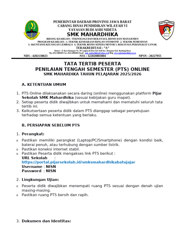 Tata Tertib Peserta Pts | PDF