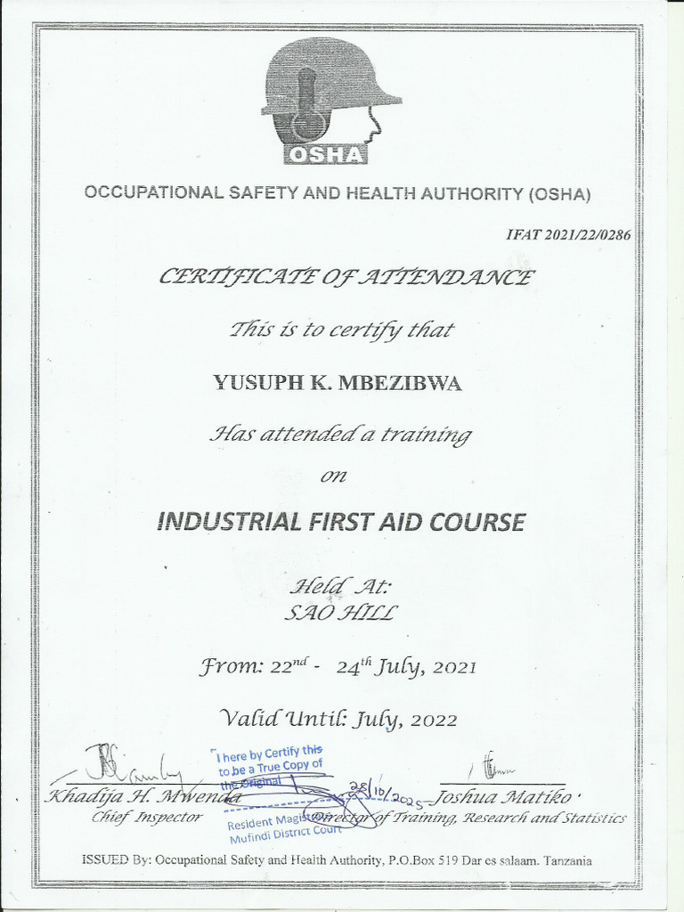 Yusuph Industrial First Aid | PDF