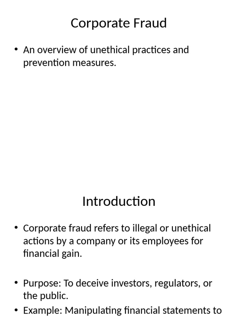 Understanding Corporate Fraud: Types & Prevention | PDF