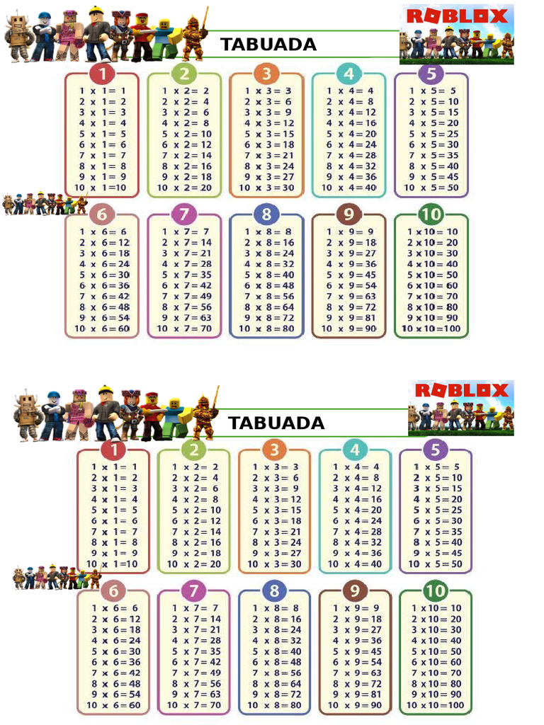 Tabuada Roblox | PDF