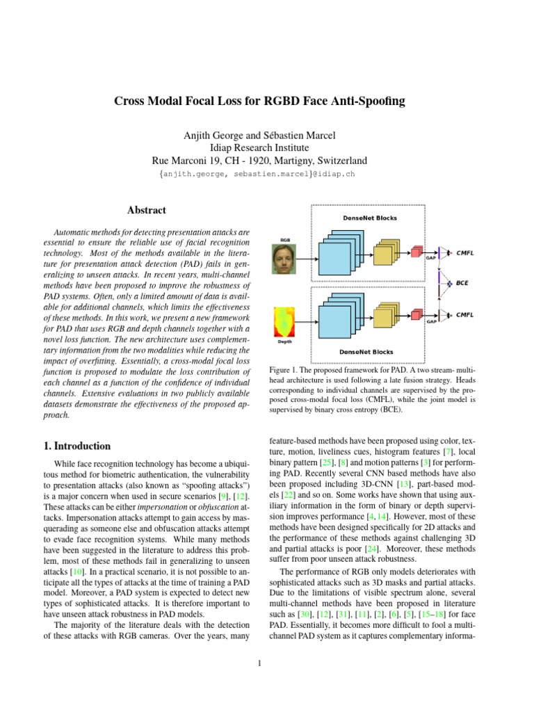 Cross Modal Focal Loss For RGBD Face Anti-Spoofing | PDF | Sampling ...