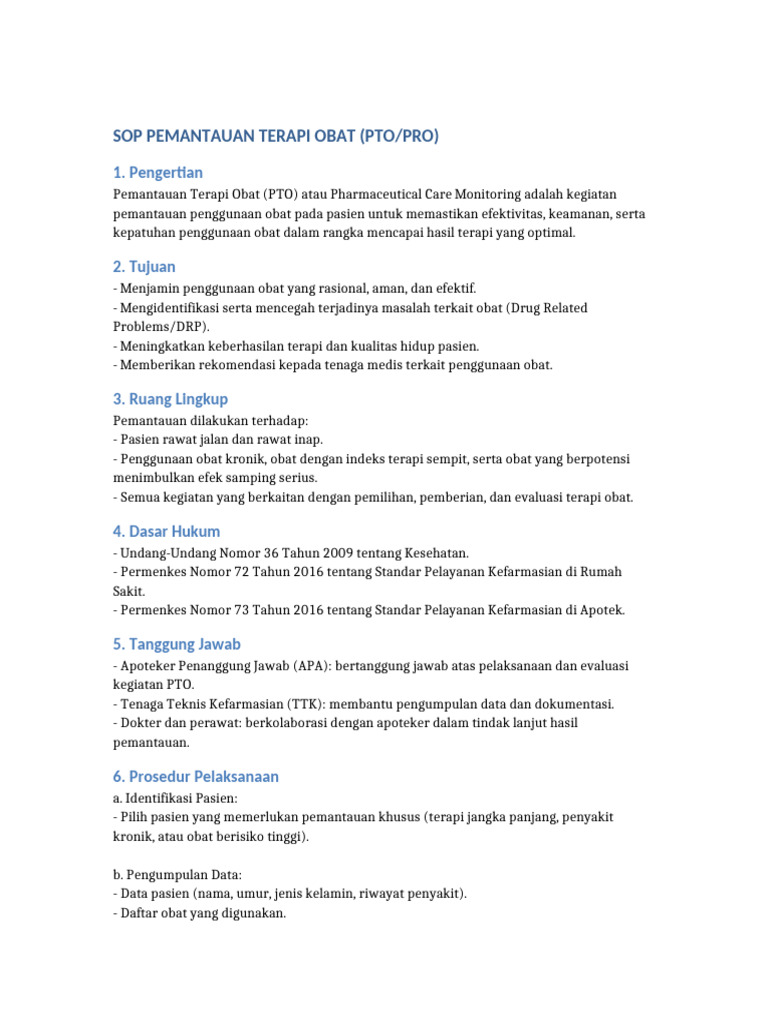 SOP Pemantauan Terapi Obat Efektif | PDF