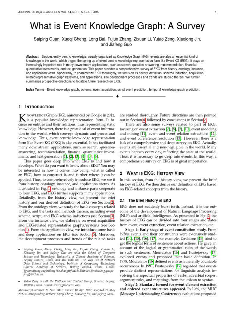 Survey of Event Knowledge Graphs | PDF | Conceptual Model | Cognitive ...