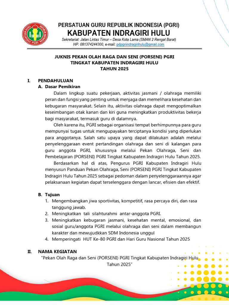 Juknis Porseni Pgri 2025 | PDF