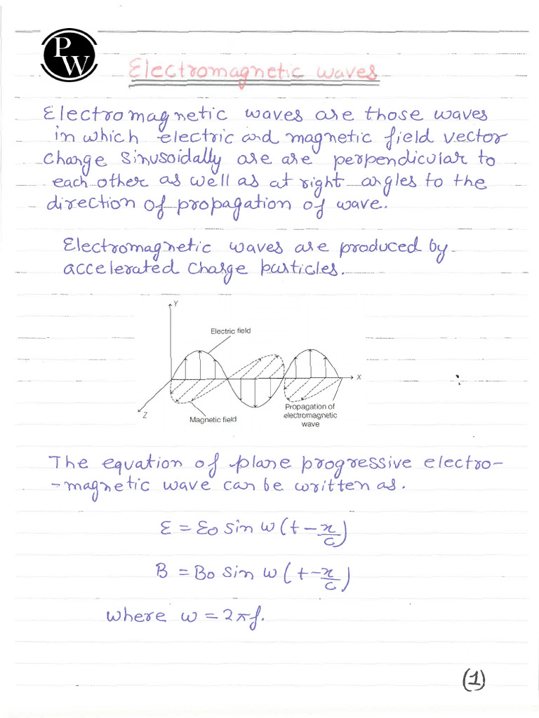 Electromagnetic Waves Handwritten Notes | PDF