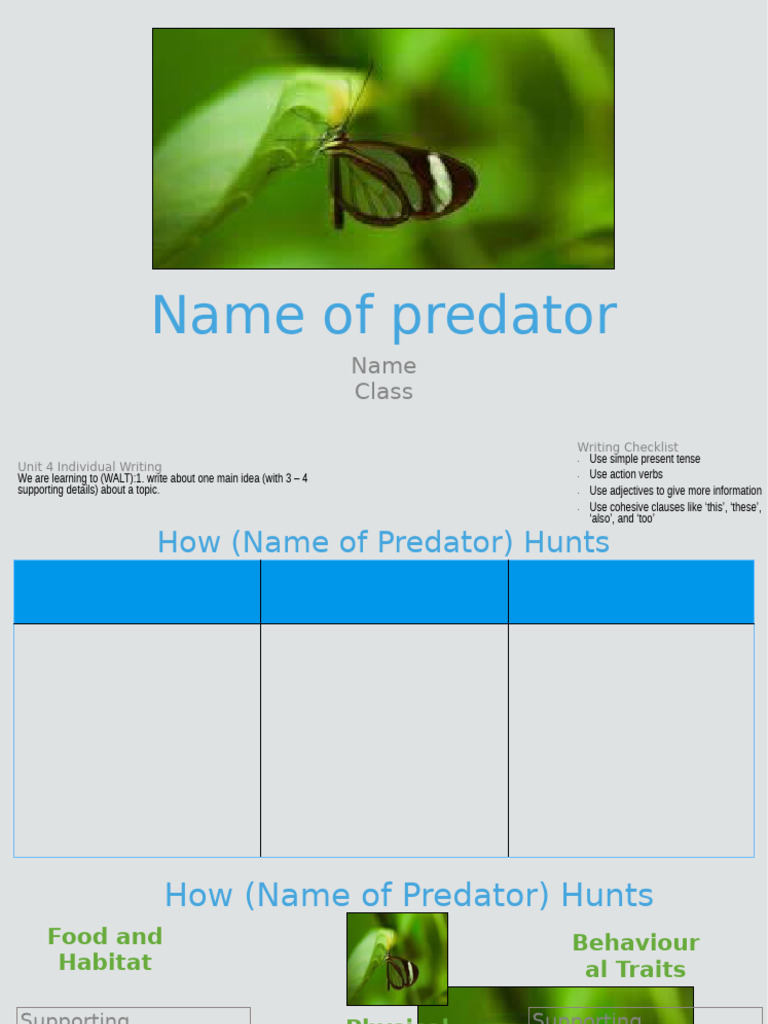 Writing 1 - Individual - Predators Information Text Keynote Template | PDF