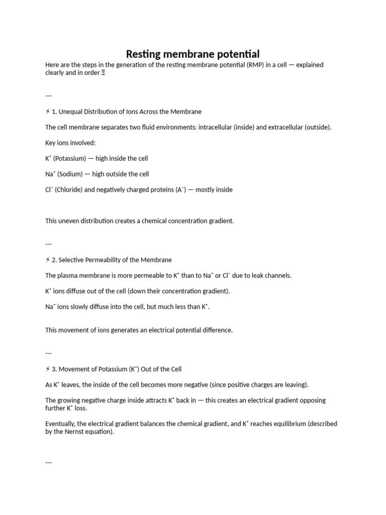 Understanding Resting Membrane Potential | PDF | Membrane Potential ...
