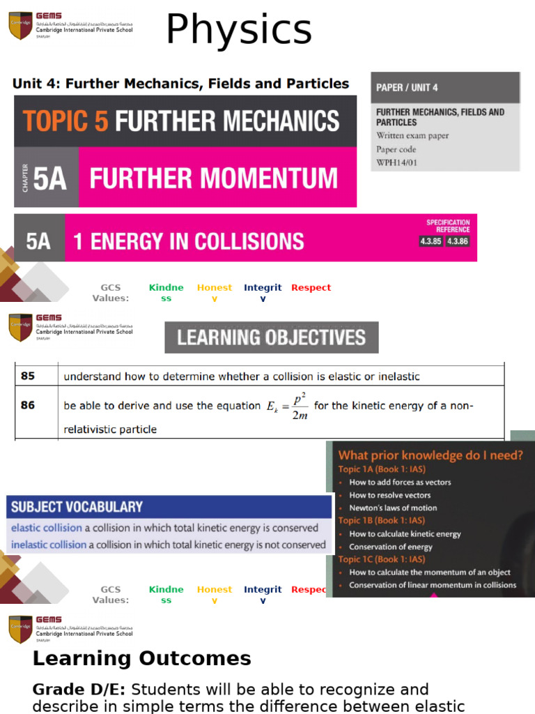 5A.1 Energy in Collision | PDF | Momentum | Collision