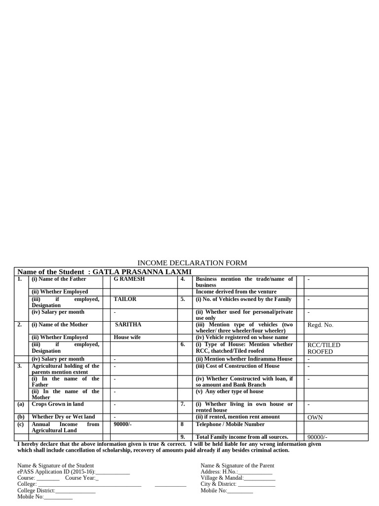 Income Declaration Form 2016 17 | PDF | Chess Openings | Chess Theory