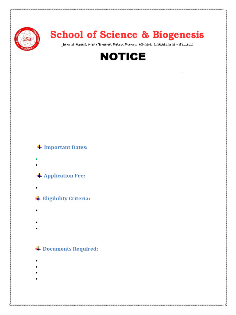 JNV Admission and Form Submission Notice | PDF