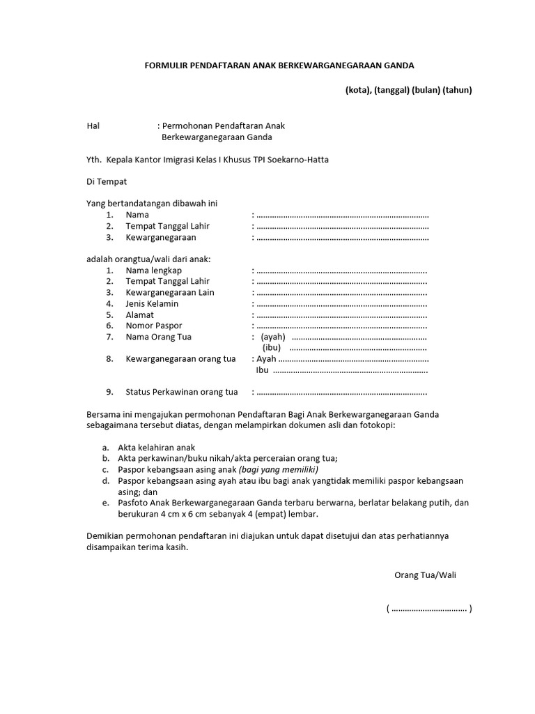 Contoh Formulir Pendaftaran ABG | PDF