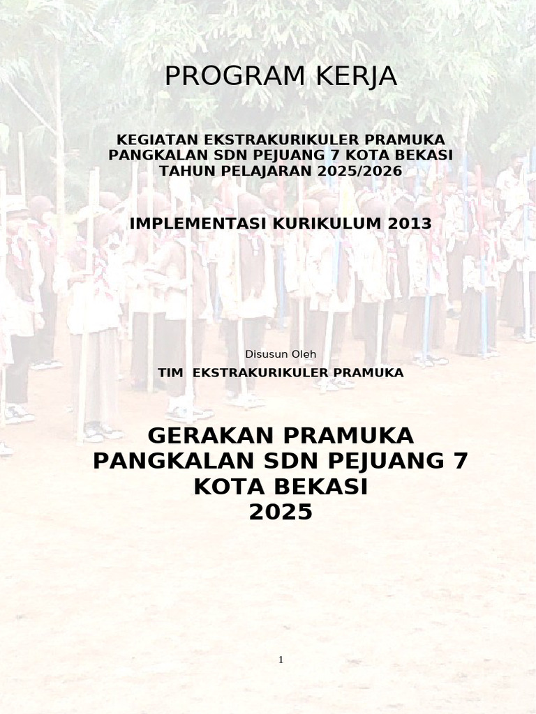 Program Kerja Pramuka SDN Pejuang 7 | PDF