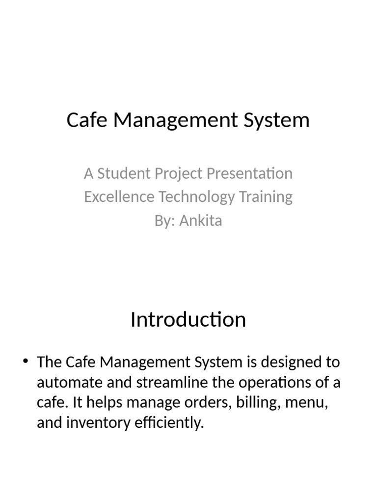 Cafe Management System Overview | PDF