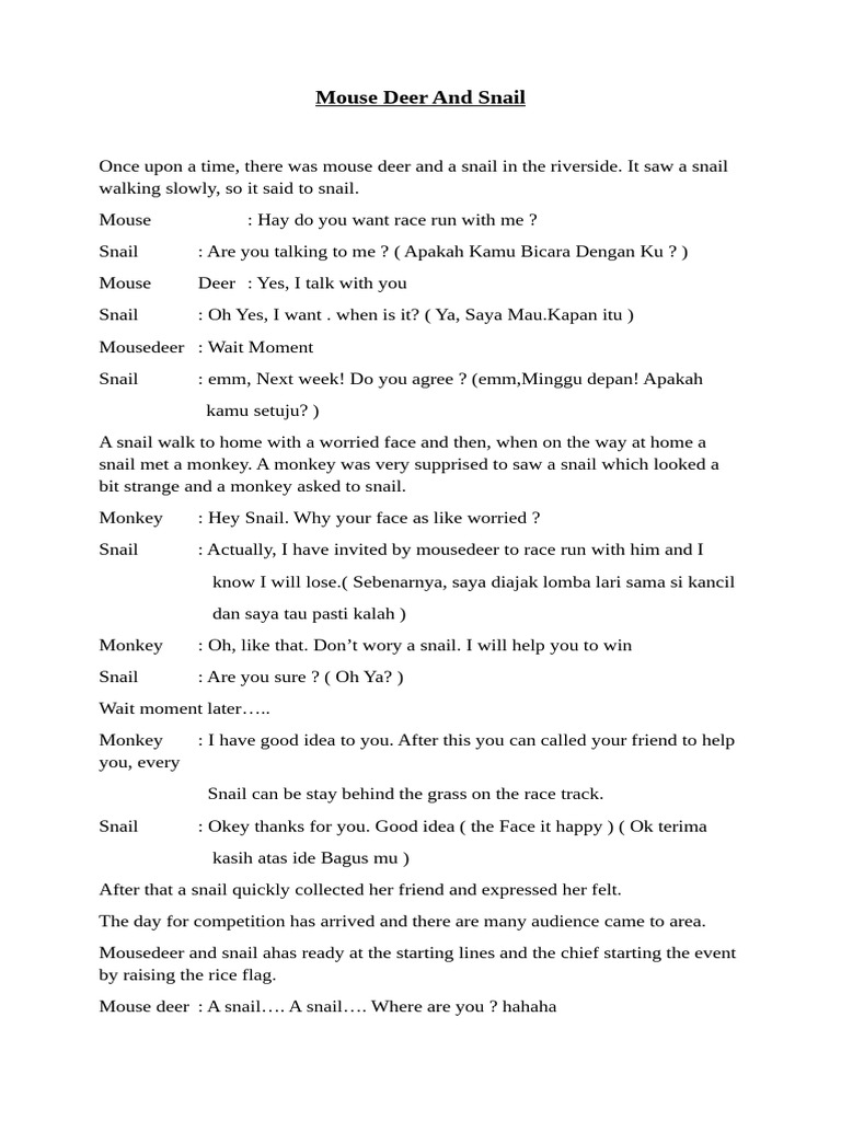 Mouse Deer and Snail | PDF