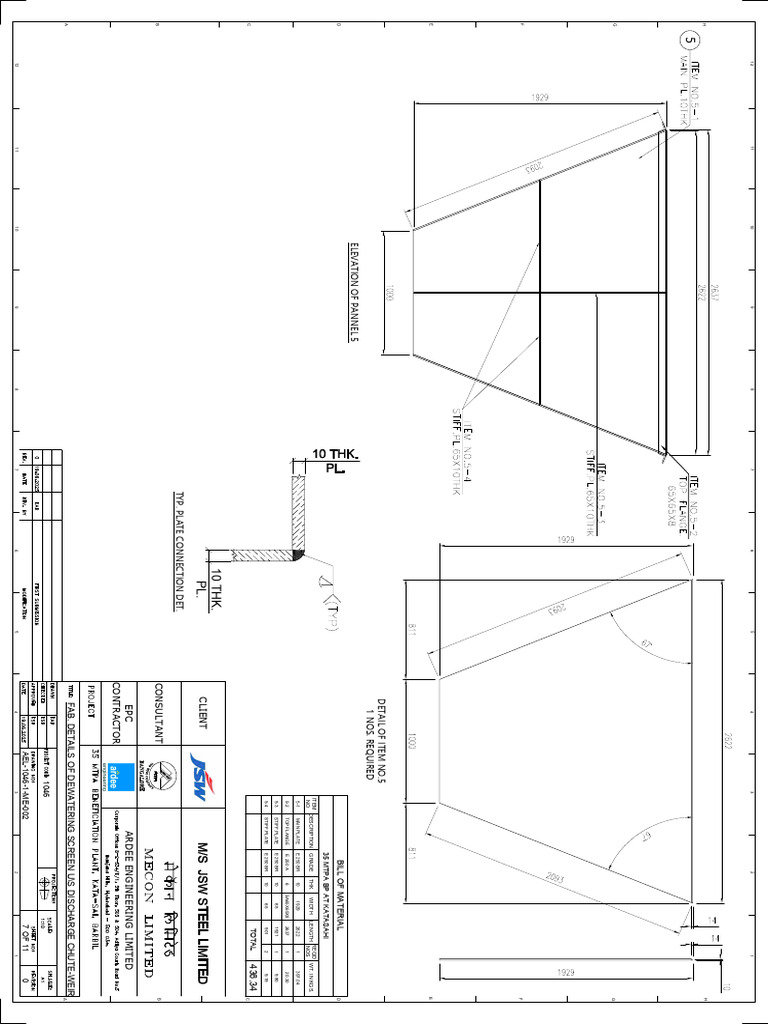 Ael-1046-1-Me-002 Fab. Details of Dewatering Screen U S Discharge Chute ...