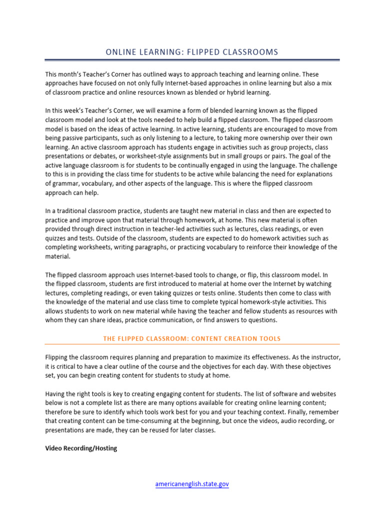 Teachers Corner Flipped Classroom 0 | PDF | Teachers | Human Communication