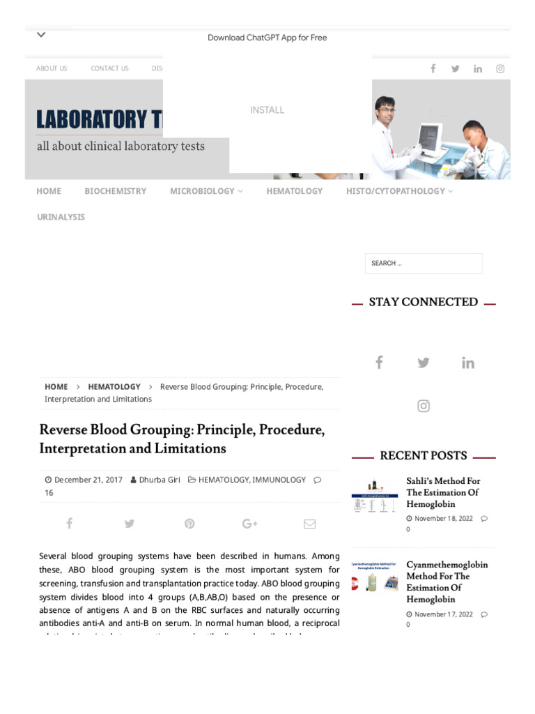 Reverse Blood Grouping - Principle, Procedure, Interpretation and ...