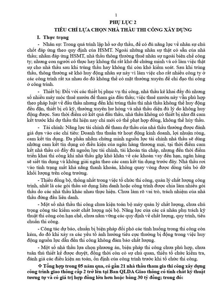 Tieu Chi Lua Cho Nha Thau Thi Cong | PDF