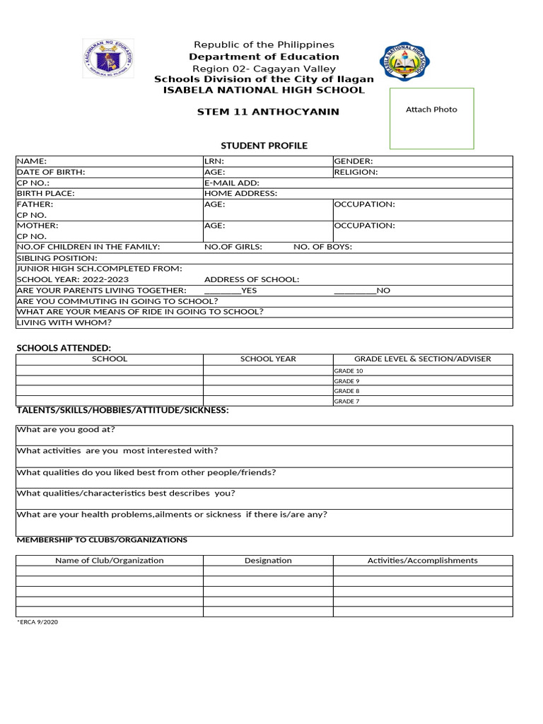 Student Profile Senior High | PDF
