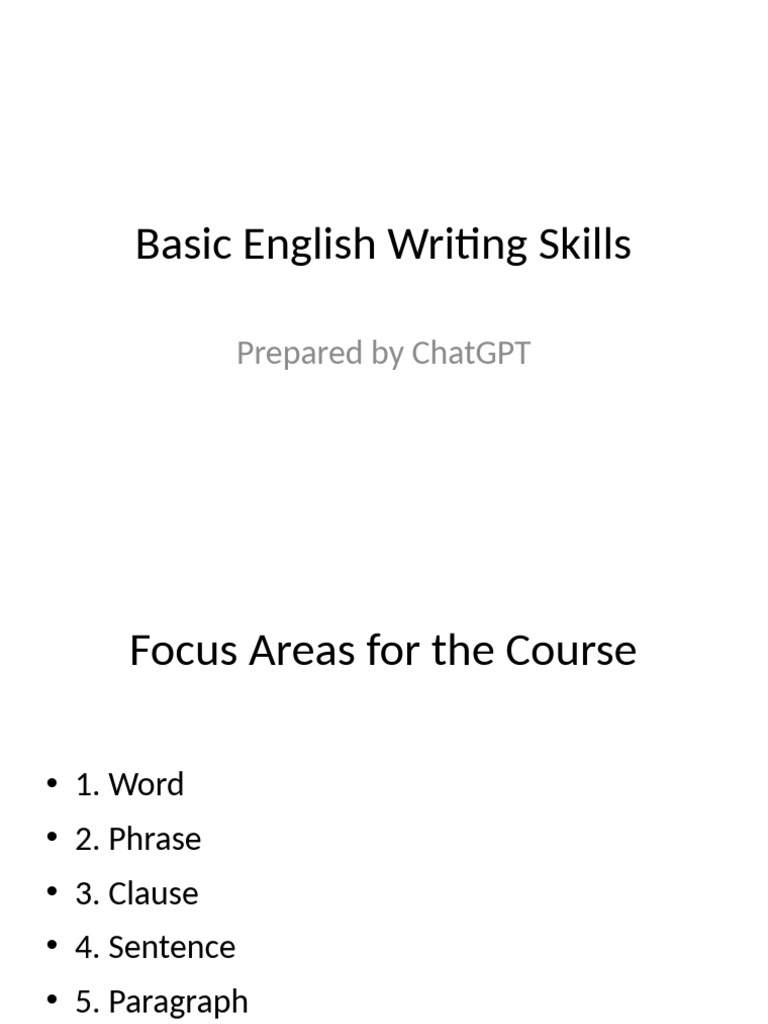 Basic English Writing Skills Guide | PDF